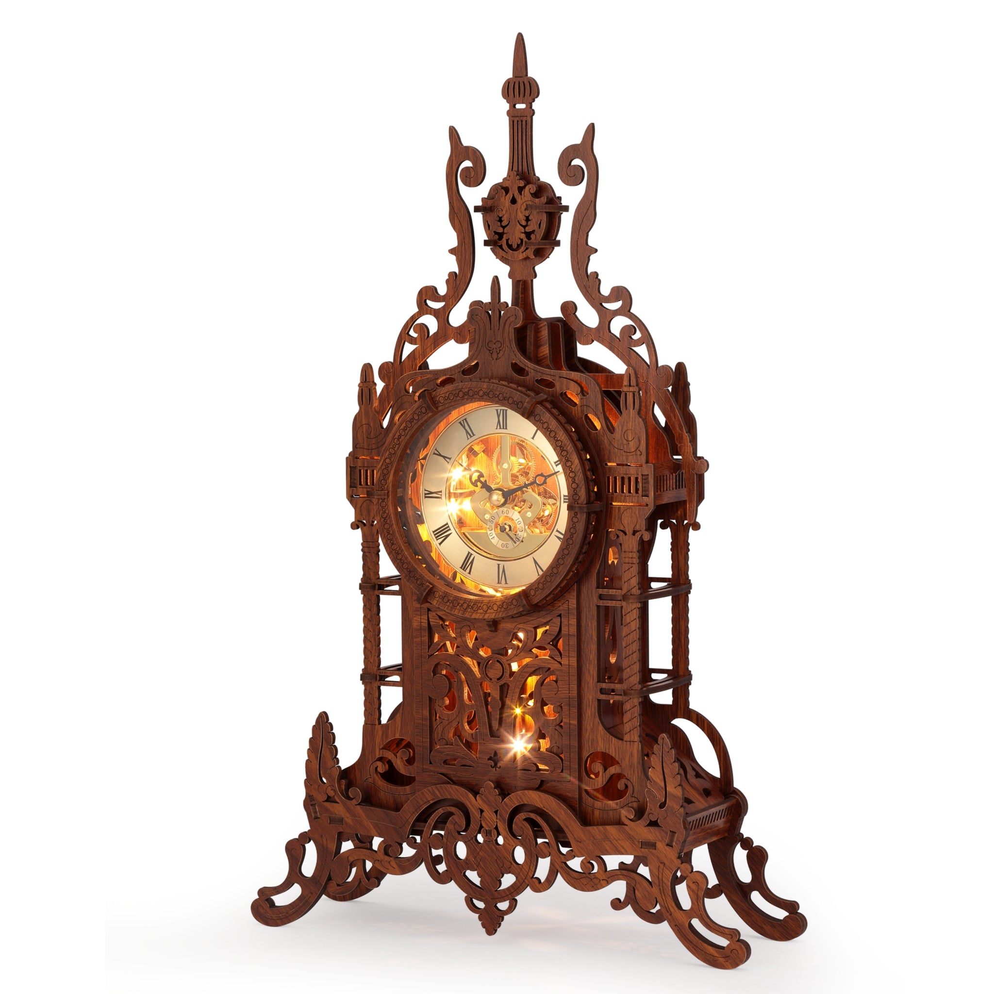 FUNPOLA LED 3D Wood Puzzle Clock Tower, 3D Puzzle Building Model, 3D H